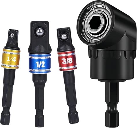 Impact Grade Driver Sockets Adapter Extension Set Drill Bit Right Angle Drill 3pcs 1