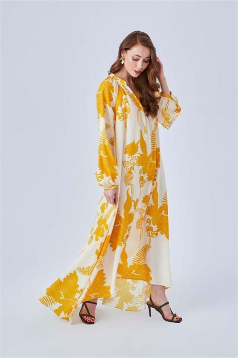 Amber Long Rayon Buttoned Dress Saffron Xs S Dress Buttoned