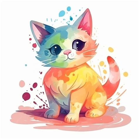 Premium Photo Colorful Cute Cat Illustration11