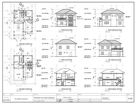 Elevation Plan Sample Ground Floor Plan Scale 1 100 M Front Elevation