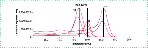 Melting Curve Showing Melting Temperature Peaks For Each Target Gene In Download Scientific