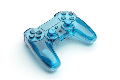 A Video Game Controller In Translucent Light Blue Set Against A Plain