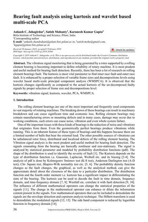 Pdf Bearing Fault Analysis Using Kurtosis And Wavelet Based Multi