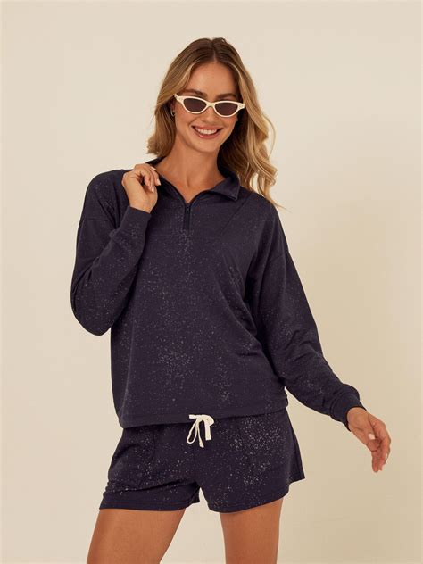 Nyla Spray Wash Modal Terry Half Zip Pullover Threads 4 Thought