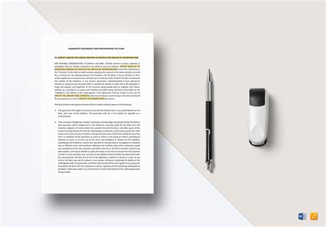 Guarantee Assignment And Postponement Of Claim Template In Word Apple