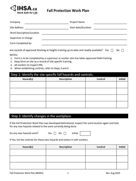 Ihsa Fall Protection Plan Template Pdf