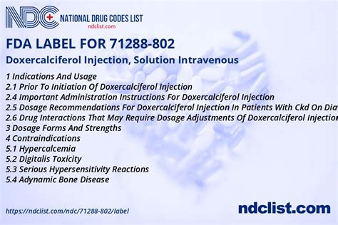 Fda Label For Doxercalciferol Injection Solution Intravenous Indications Usage And Precautions