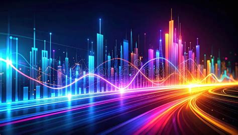 Vibrant Digital Data Visualization With Bright Colorful Binary And Line