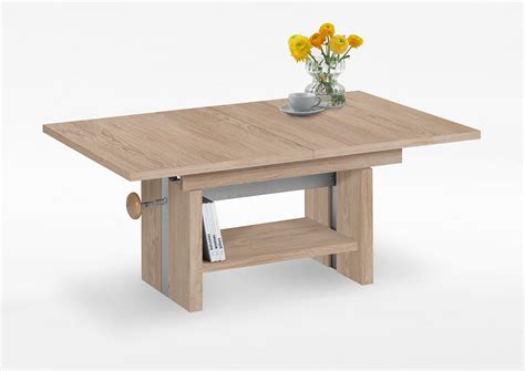 Table Basse Contemporaine Extensible Réglable En Hauteur Coloris Chêne