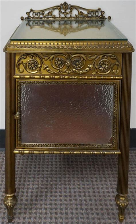 Lot Neoclassical Style Brass Bedside Table H 27 In W 15 In D 12 14 In