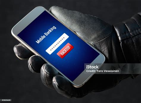 Mobile Banking Hack And Cyber Security Concept Hacker And Criminal