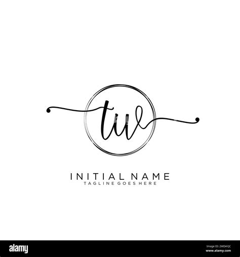 Tw Initial Handwriting Logo With Circle Stock Vector Image And Art Alamy