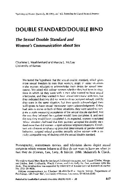 Pdf Double Standarddouble Bind The Sexual Double Standard And Women