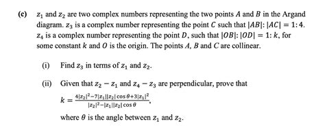 Solved C Z And Z Are Two Complex Numbers Representing Chegg