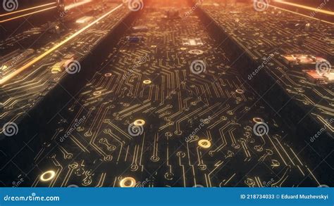 3d Render Of A Motherboard With Microchips Transistors And Semiconductors Stock Illustration