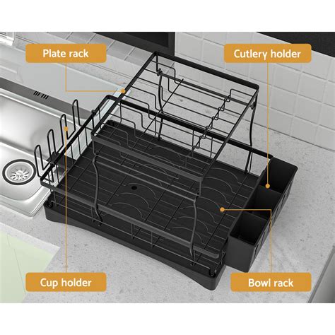 Cefito Dish Rack Expandable Drying Drainer Cutlery Holder Tray Kitchen