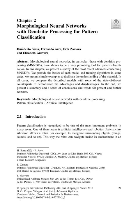Pdf Morphological Neural Networks With Dendritic Processing For