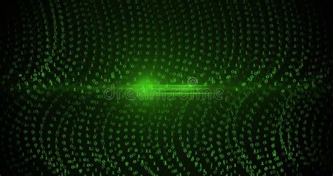 image of green binary coding data processing over black background
