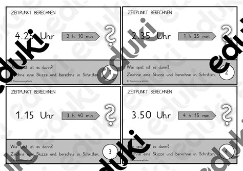 Kartei Zeitpunkt Berechnen Unterrichtsmaterial Im Fach Mathematik