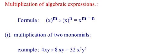 Operations On Algebraic Expressions Formula For 8th Class Formula In