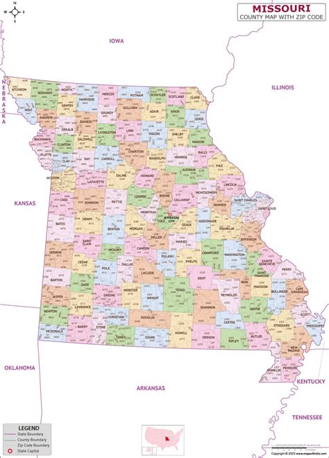 Missouri County Zip Codes Map