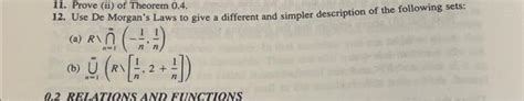 11 prove ii of theorem 0 4 12 use de morgan s