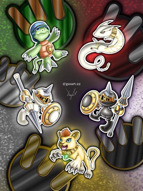 Kamemon Kudamon Liollmon Digimon Pawnchessmon Black Pawnchessmon