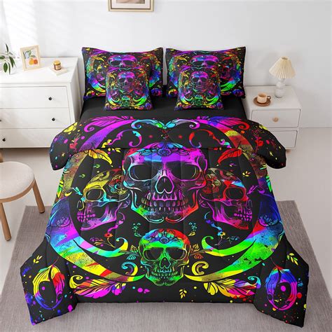 Hippie Sugar Skull Bedding Comforter Sets 7 Piece Halloween Theme Bed