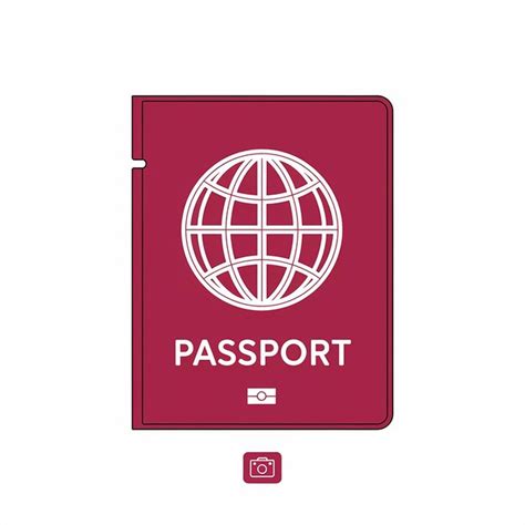 A Red Passport Cover With A White Globe Graphic In The Center Premium