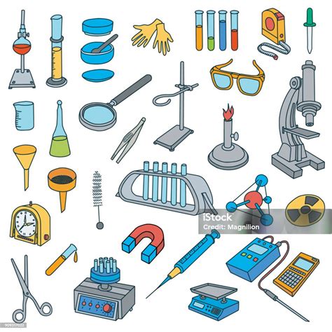 Vetores De Rabiscos De Equipamentos De Laboratório Químico E Mais