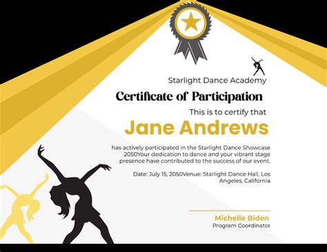 Free Dance Performance Certificate Template To Edit Online