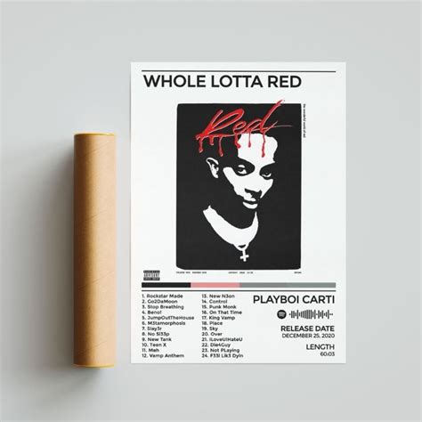 Playboi Carti Whole Lotta Red Album Poster Music Poster Tracklist