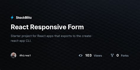 React Responsive Form Stackblitz