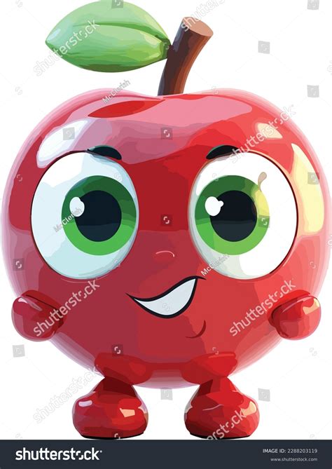 Cartoon Cute Chibi Apple Character Vector Stock Vector Royalty Free