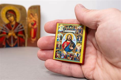 Small Wooden Christian Neoclassical Icon With The Life Of Jesus Christ