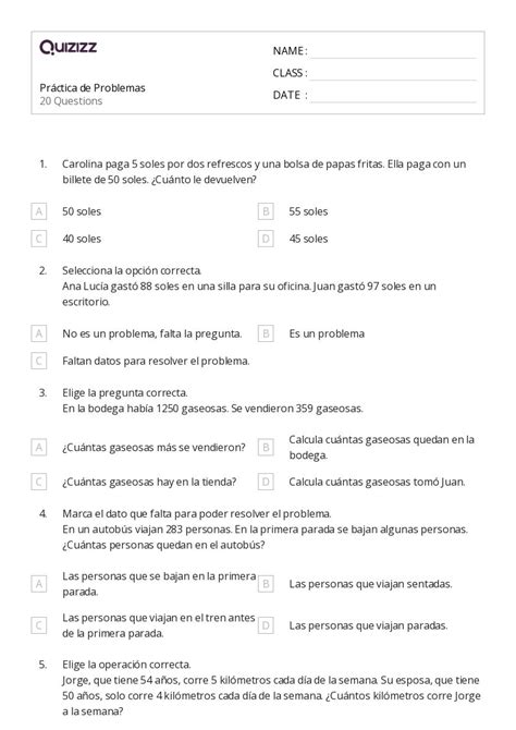 50 Problemas De Fracciones Hojas De Trabajo Para Grado 3 En Quizizz
