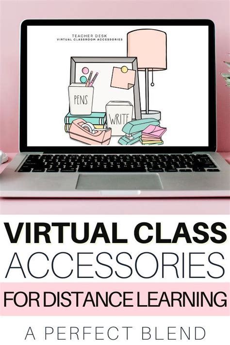 A Laptop With The Text Virtual Class Accessories For Distance Learning