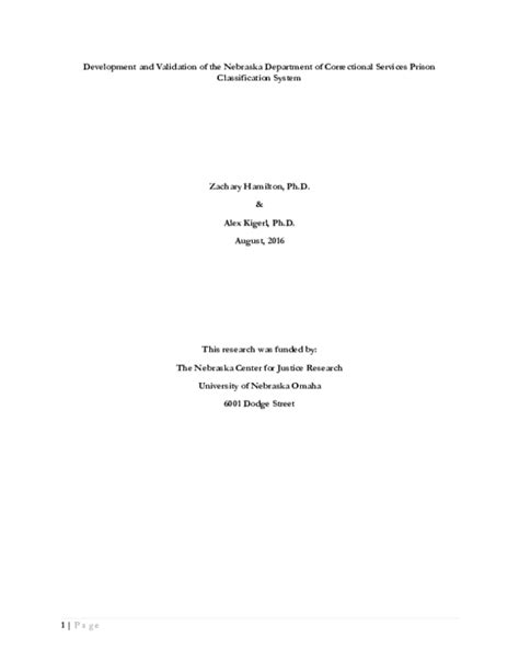 Pdf Development And Validation Of The Nebraska Department Of
