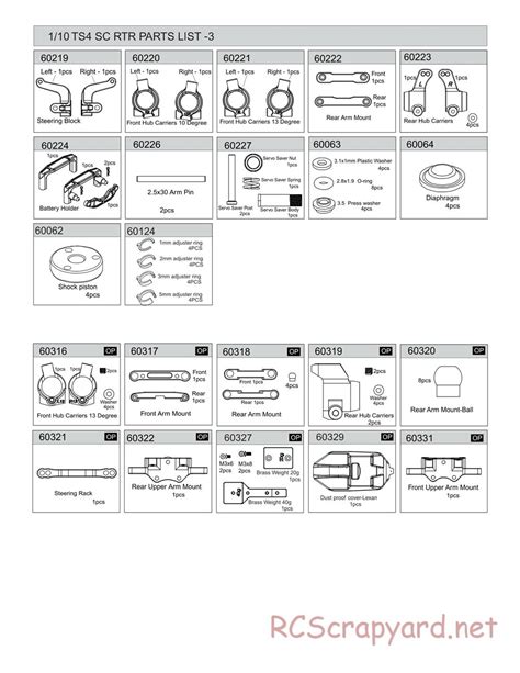 Ofna Ts4 Pro Rtr Parts Lists 14311 • Rcscrapyard Radio