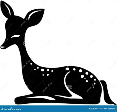 Adorable Fawn Silhouette In Black Stencil Design Stock Illustration Illustration Of Nursery