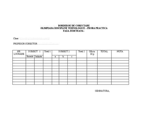 Borderou Corectare Pdf