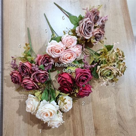 Jual Bunga Rose Mawar Artificial Sjk Ada 6 Warna Shopee Indonesia
