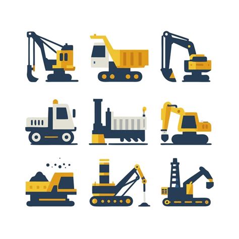 Premium Vector Mineral Mining Heavy Equipment Vector Set Design