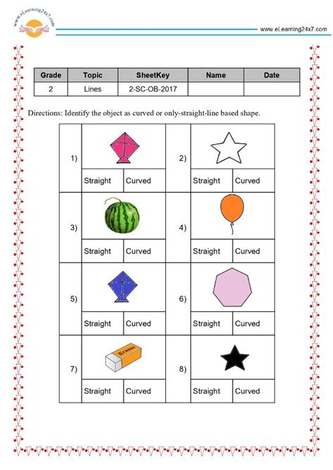 Curved Or Straight Line Objects Worksheets For Grade 2 In 2025 2nd