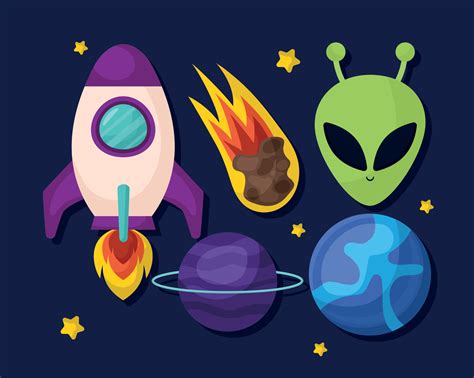 Space Items Set 21379473 Vector Art At Vecteezy