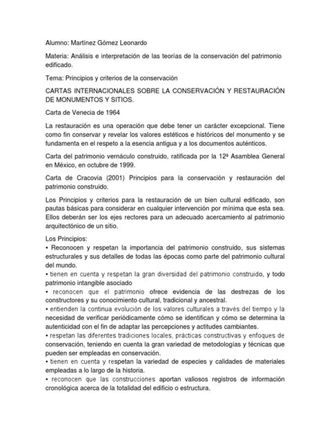 Principios Y Criterios De La Conservación Pdf