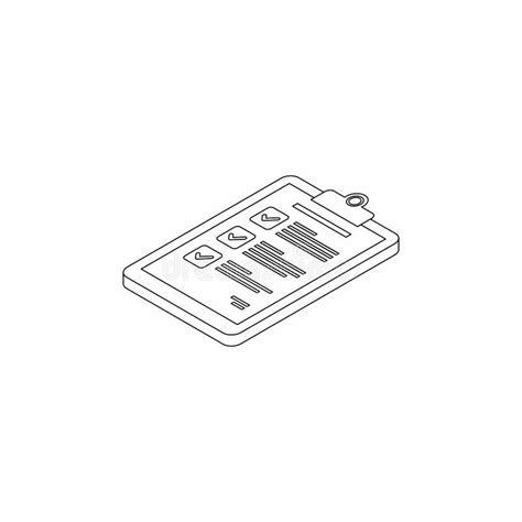 Checklist Isometric Left View Black Outline Icon Vector Isometric Stock Vector Illustration