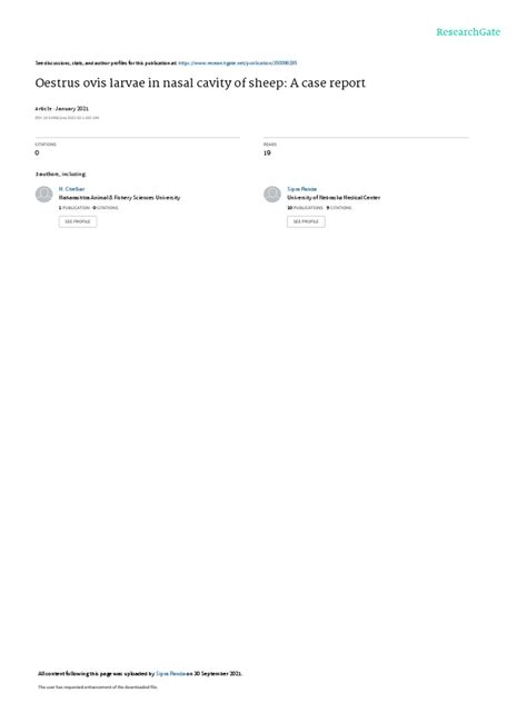 Oestrus Ovis Larvae In Nasal Cavity Of Sheep A Cas 2021 Pdf