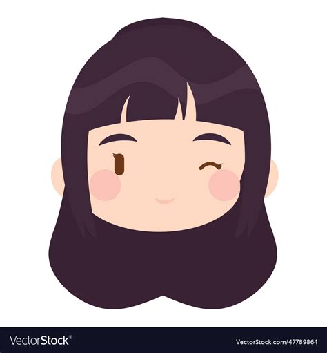 Isolated Colored Cute Chibi Female Korean Anime Vector Image
