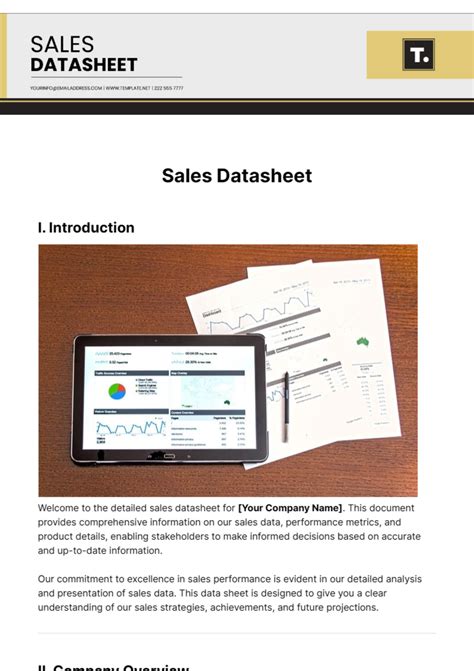 Free Sales Datasheet Template To Edit Online